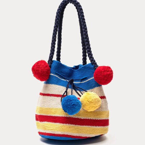 Frances Valentine | Bags | Nwt Frances Valentine Haley Woven Bucket Pom ...